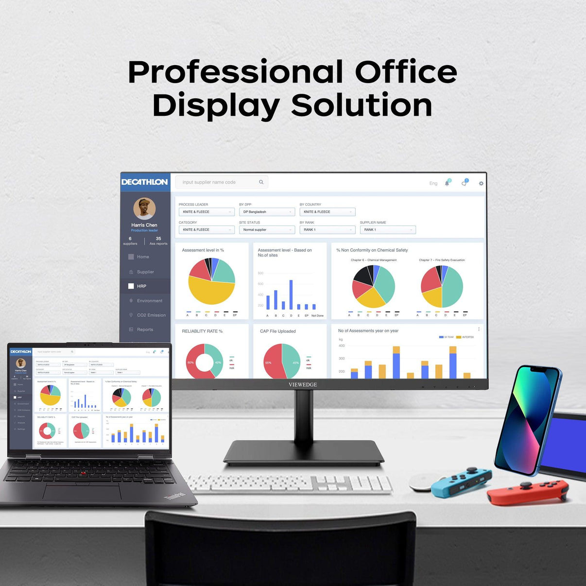 Viewedge CS24FT - 24 Inch Monitor 1080p 100Hz with VESA - Computer Monitor